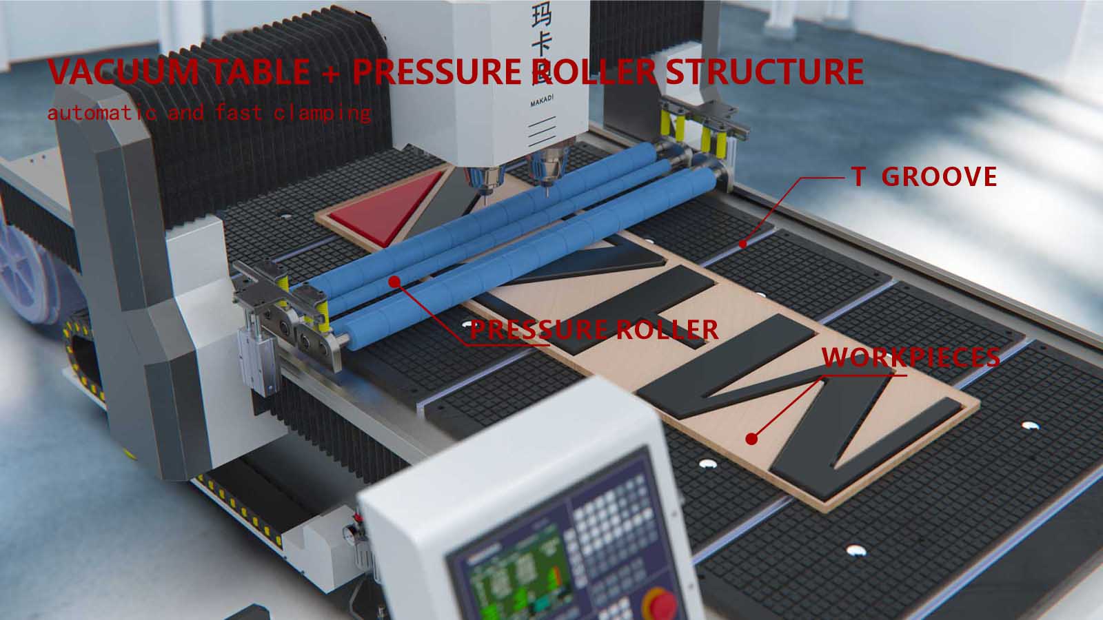 PP plate cutting and engraving machine (Vacuum suction table + pressure ...