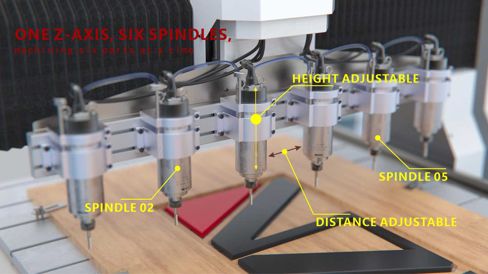 One drag six CNC engraving machine (T-type slot table + one drag six ...